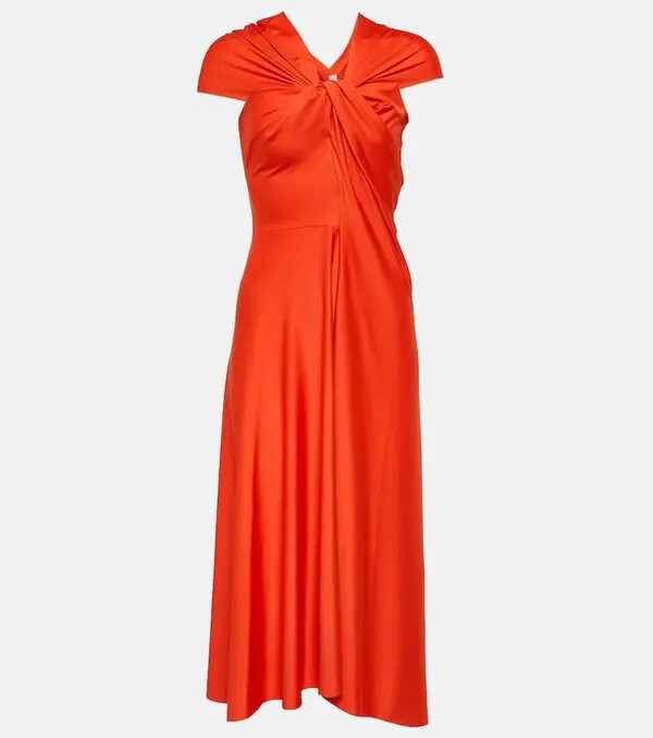 Victoria Beckham Draped Satin Midi Dress