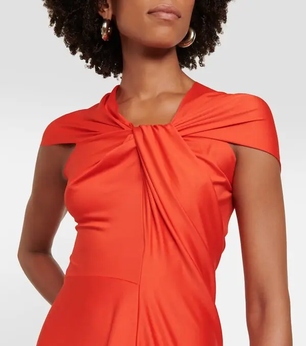 Victoria Beckham Draped Satin Midi Dress