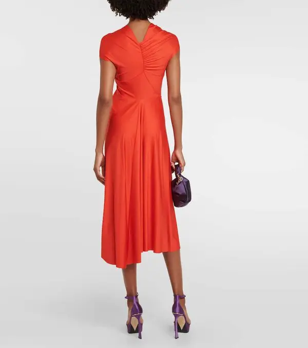 Victoria Beckham Draped Satin Midi Dress