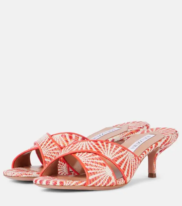 AQUAZZURA Divine 50 Leather-trimmed Mules