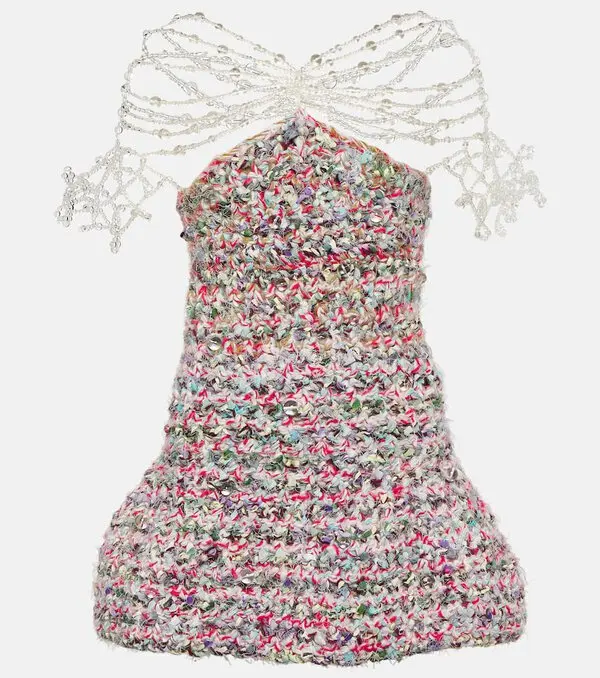 SUSAN FANG Beaded Crochet Minidress - Multicoloured
