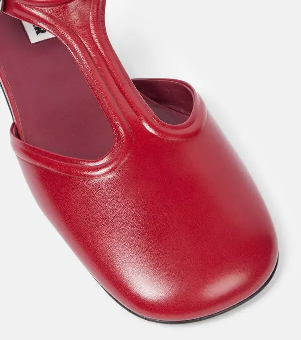 JIL SANDER Leather T-bar Flats