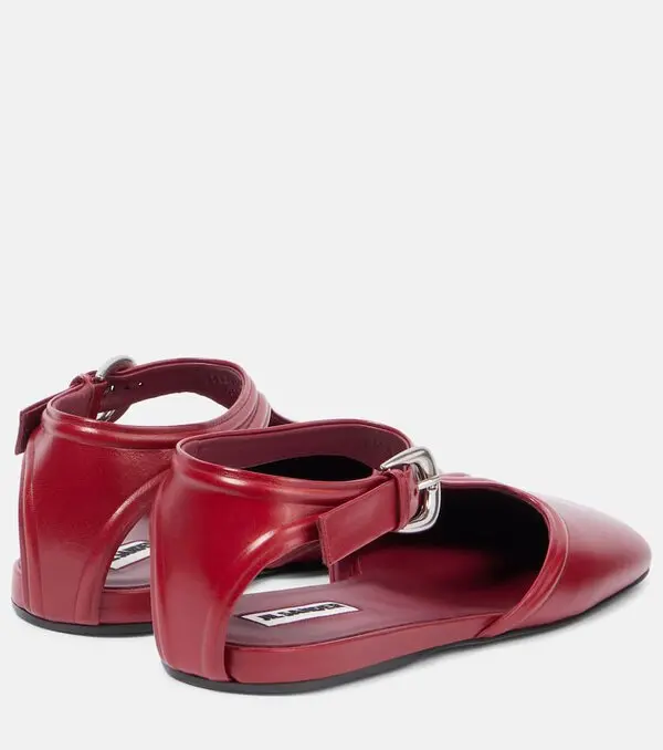JIL SANDER Leather T-bar Flats
