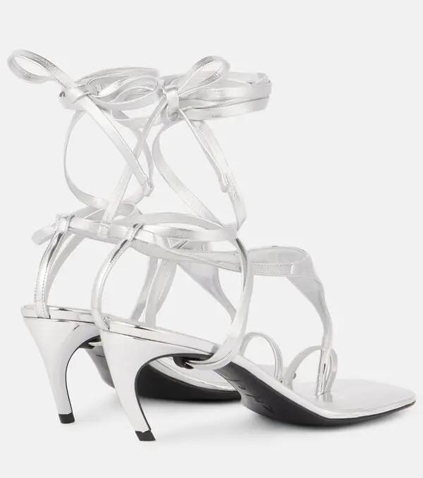 Attico Nova 65 Metallic Leather Thong Sandals - Silver