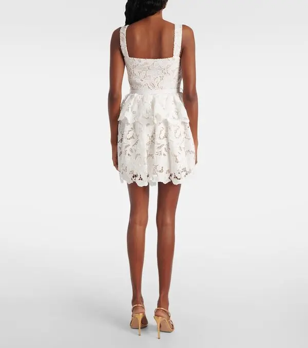 SELF-PORTRAIT Scalloped Tiered Lace Minidress