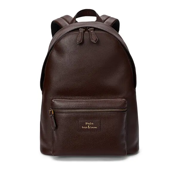 Polo Ralph Lauren Pebbled Leather Backpack - Dark Brown