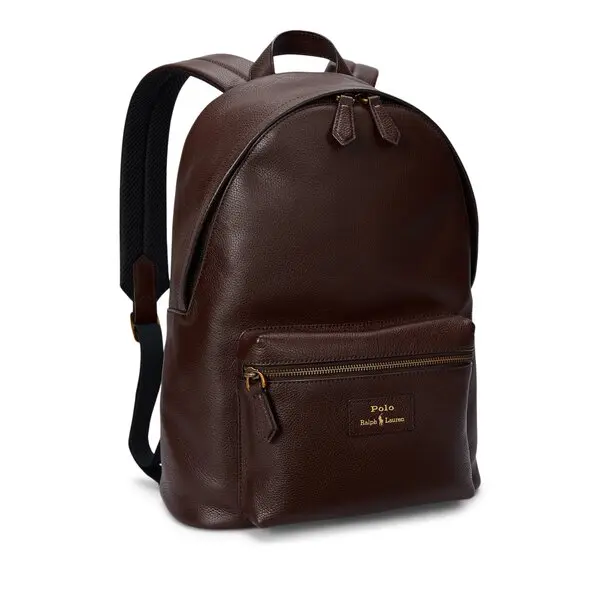 Polo Ralph Lauren Pebbled Leather Backpack - Dark Brown