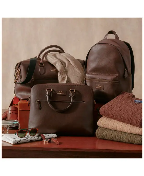 Polo Ralph Lauren Pebbled Leather Backpack - Dark Brown