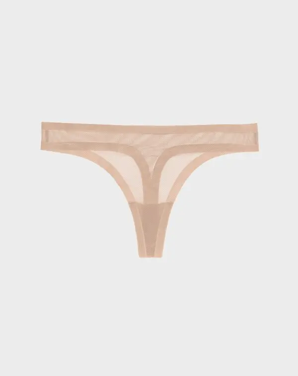 EBY Sheer Thong Panties, Seamless - Champagne