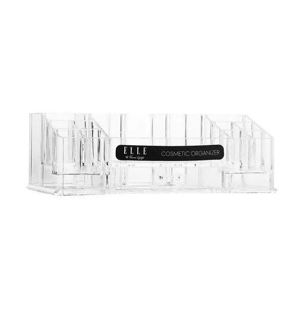 ELLE Acrylic Makeup Tray Organizerâ 16 Compartments 1 Drawer