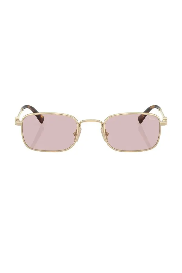 Miu Miu Metallic Rectangular Sunglasses - Pale Gold