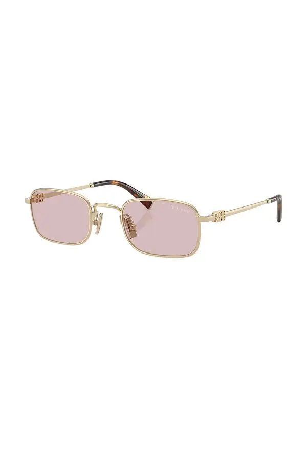 Miu Miu Metallic Rectangular Sunglasses - Pale Gold