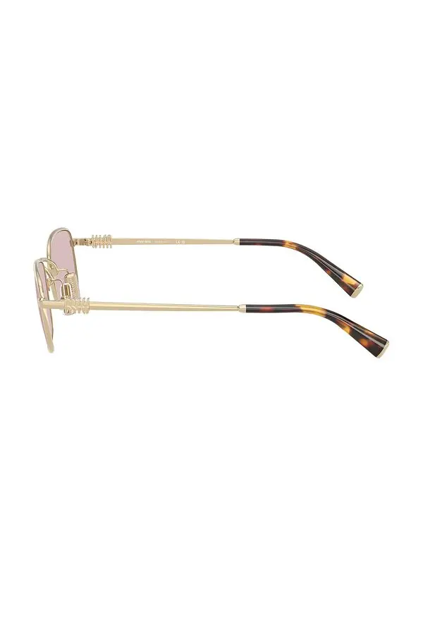 Miu Miu Metallic Rectangular Sunglasses - Pale Gold