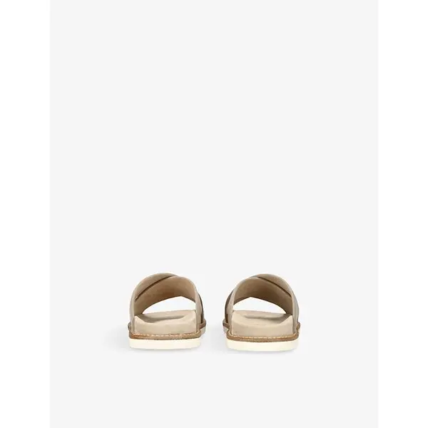 Brunello Cucinelli Cross-Strap Suede Flat Sandals In Beige  display picture 2
