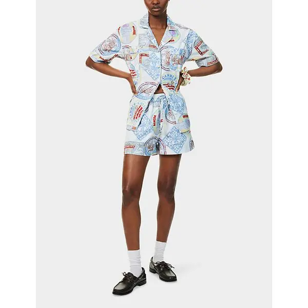 DAMSON MADDER Printed Cotton-linen Blend Shorts