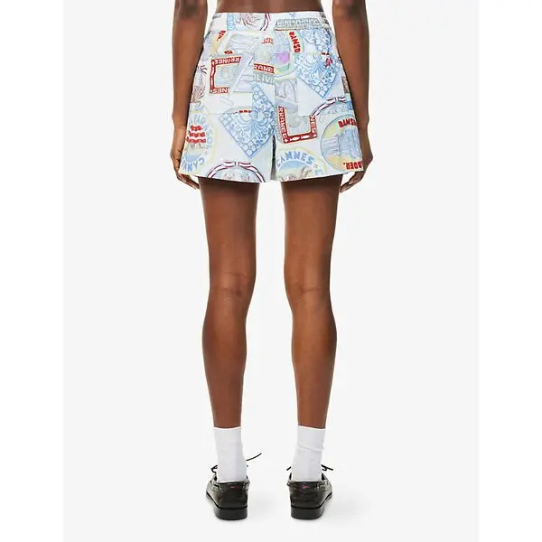 DAMSON MADDER Printed Cotton-linen Blend Shorts