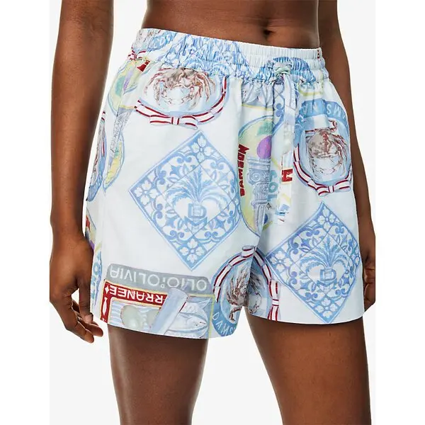 DAMSON MADDER Printed Cotton-linen Blend Shorts