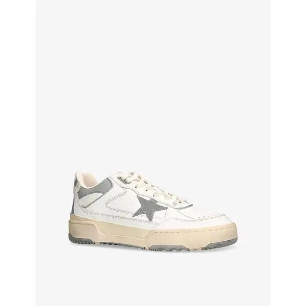 GOLDEN GOOSE Forty2 Branded Leather Low-top Trainers - Beige Comb