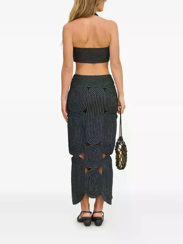 cult gaia crochet dress ACCALIA GOWN A breathtaking floor length gown designed with a fitted bodice and intricate hand crochet detailing throughout Cult Gaia Leila Crochet Dress