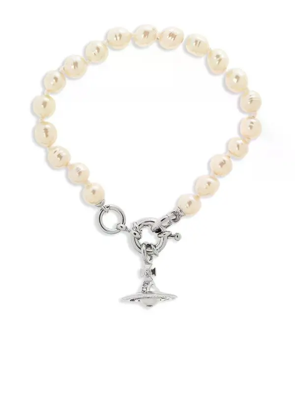 VIVIENNE WESTWOOD Orb Pendant Faux Pearl Bracelet - White