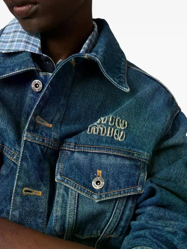 Miu Miu Washed Denim Jacket - Blue
