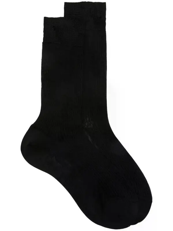 Maria La Rosa Fine-ribbed Silk Socks - Black