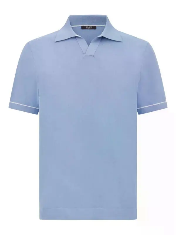 Boggi Milano Fine-Knit Cotton Polo Shirt Blue Editorialist