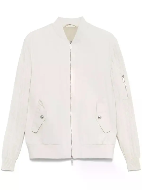 Eleventy Gabardine Bomber Jacket - Neutrals