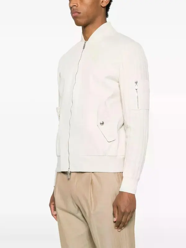 Eleventy Gabardine Bomber Jacket - Neutrals