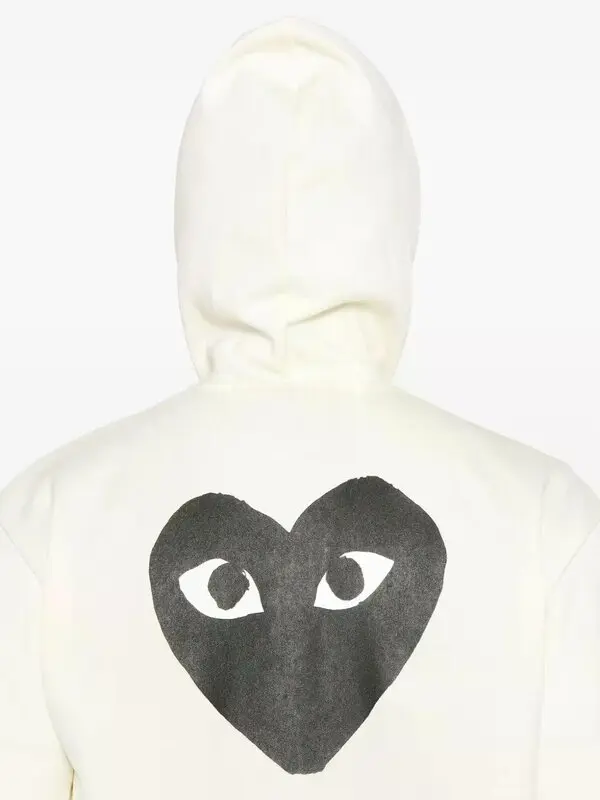 Play Comme Des Garcon Large Heart-print Zip-up Hoodie - Neutrals