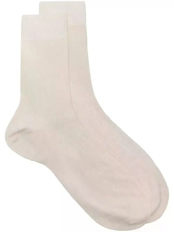 Maria La Rosa Ribbed-knit Socks - White