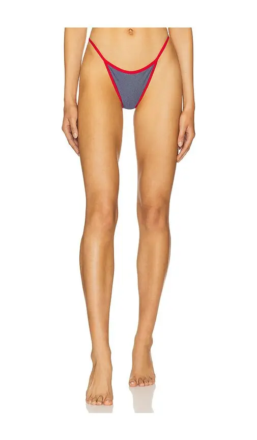 FAE Jones Bikini Bottom - Denim & Red