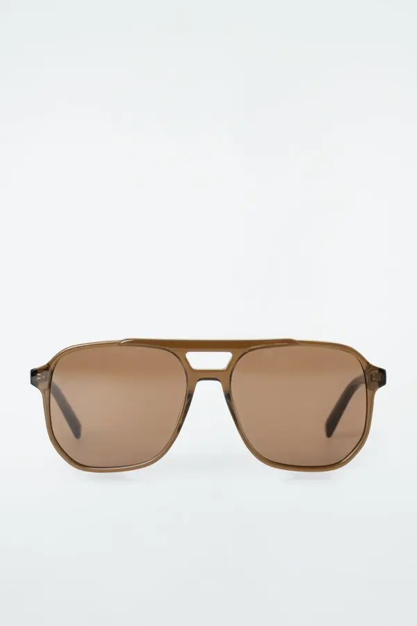 Cos Oversized Square-frame Aviator Sunglasses - Beige