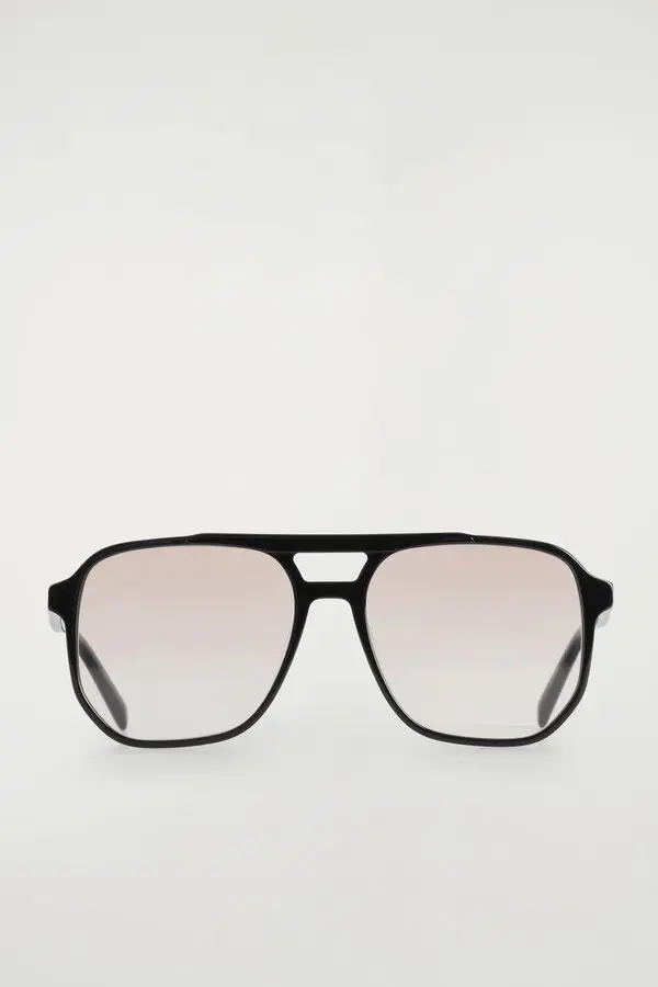 Cos Oversized Square-frame Aviator Sunglasses - Black