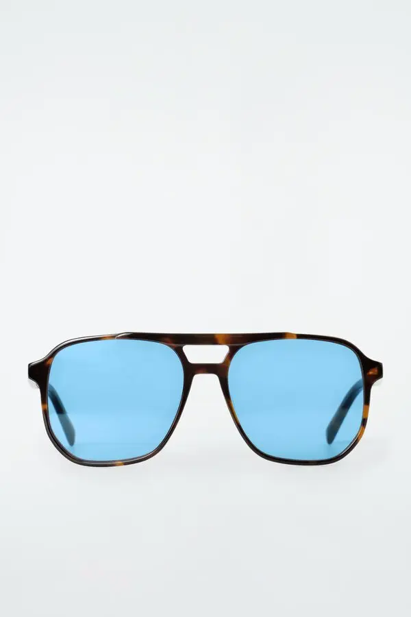 Cos Oversized Square-frame Aviator Sunglasses - Blue
