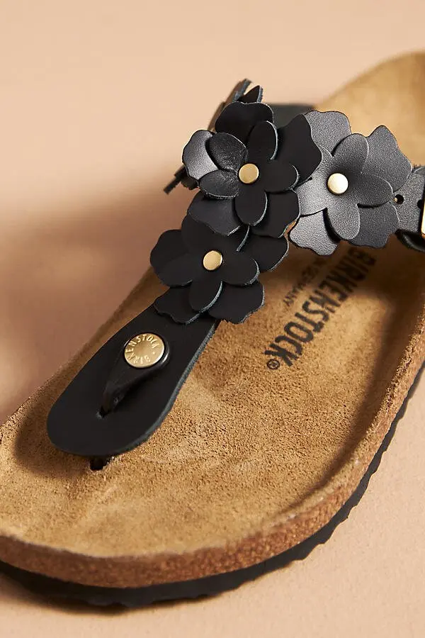 BIRKENSTOCK Gizeh Flower Sandals - Black