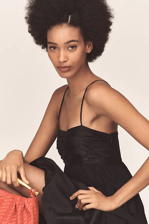 Maeve Square-Neck Babydoll Ruffle-Hem Maxi Dress In Black - 68% Off |  Editorialist