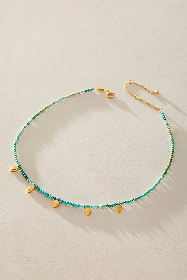 SATYA JEWELRY Emerging Hope Turquoise Choker - Gold