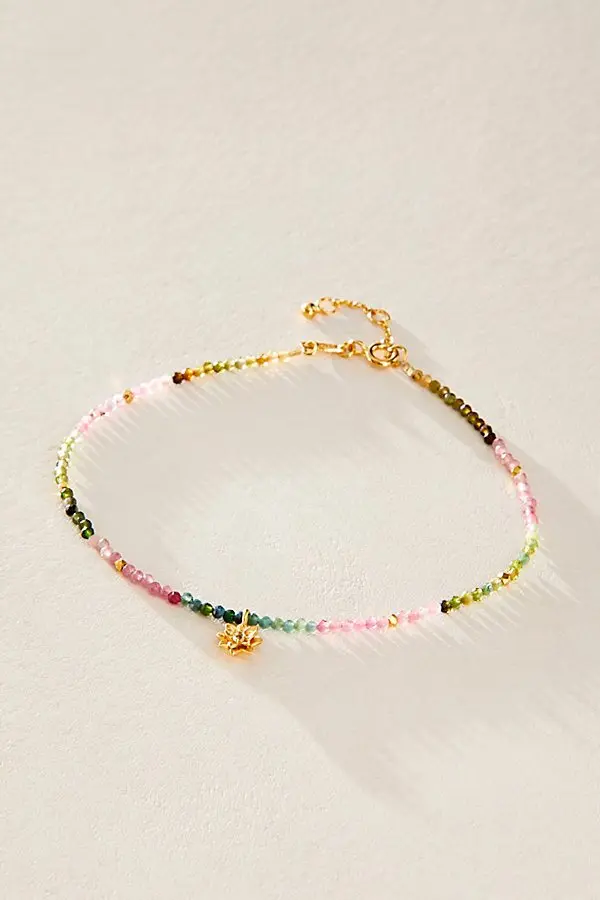 SATYA JEWELRY Tourmaline Anklet - Gold