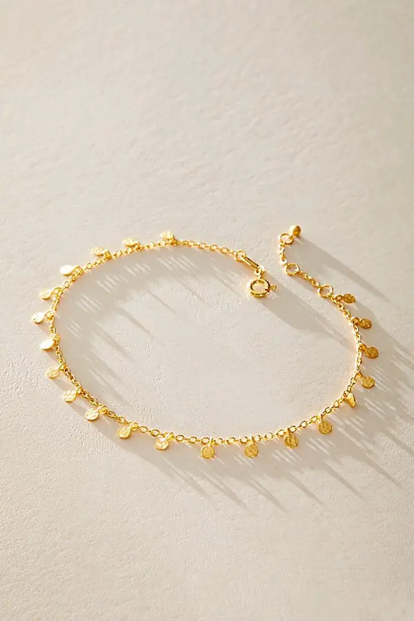 SATYA JEWELRY Walk With Joy Coin Anklet - Gold