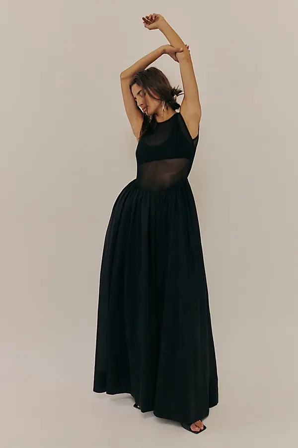aje black denim dress ANYA DRESS IN RED | CULT MIA main image 1