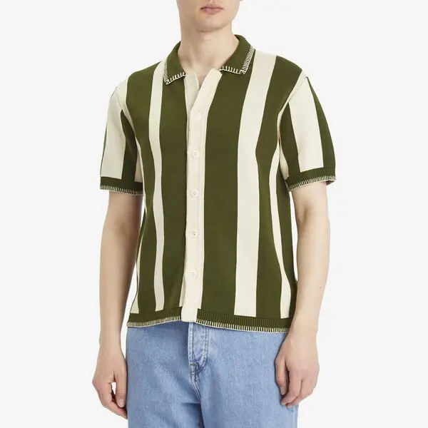 PERCIVAL Knitted Stripe Cuban Shirt