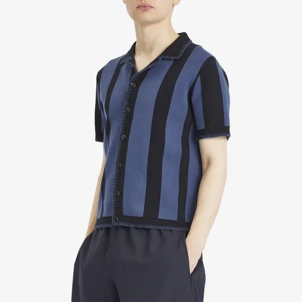 PERCIVAL Knitted Stripe Cuban Shirt