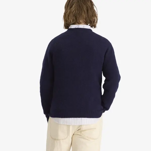 DRAKE'S Brushed Shetland Crew Knit - Navy