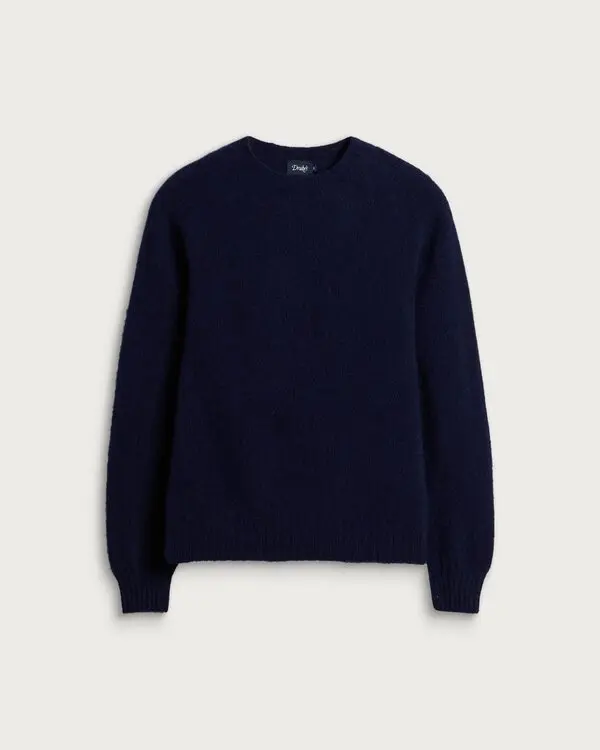 DRAKE'S Brushed Shetland Crew Knit - Navy