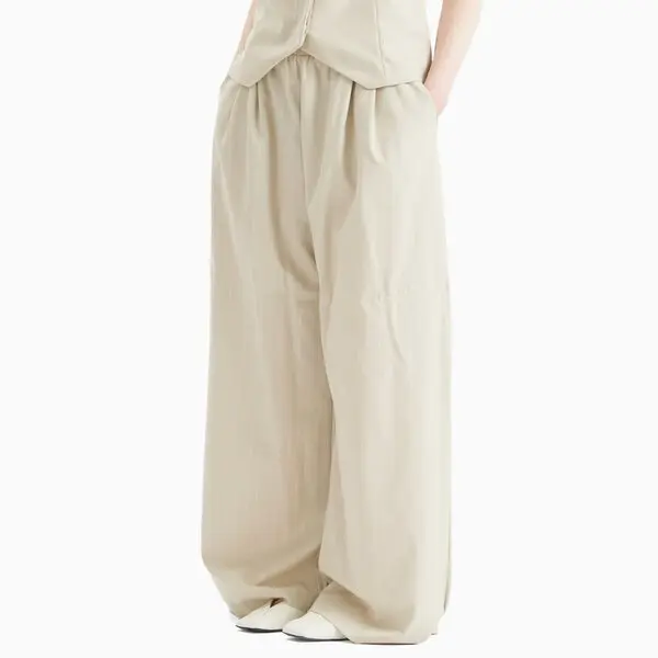 ST. AGNI Pinstripe Wool Drawstring Trousers