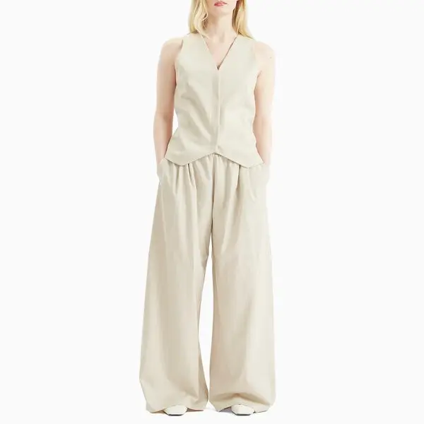 ST. AGNI Pinstripe Wool Drawstring Trousers