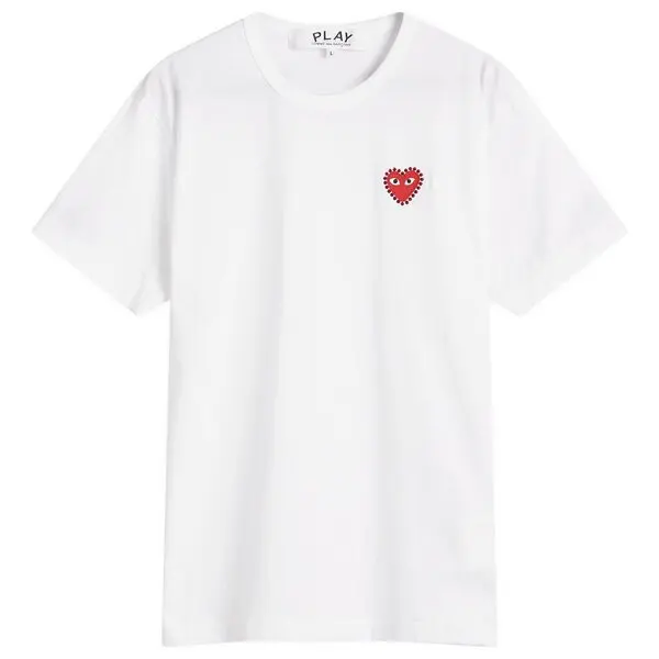 Play Comme Des Garcon Studded Heart T-shirt - White/red