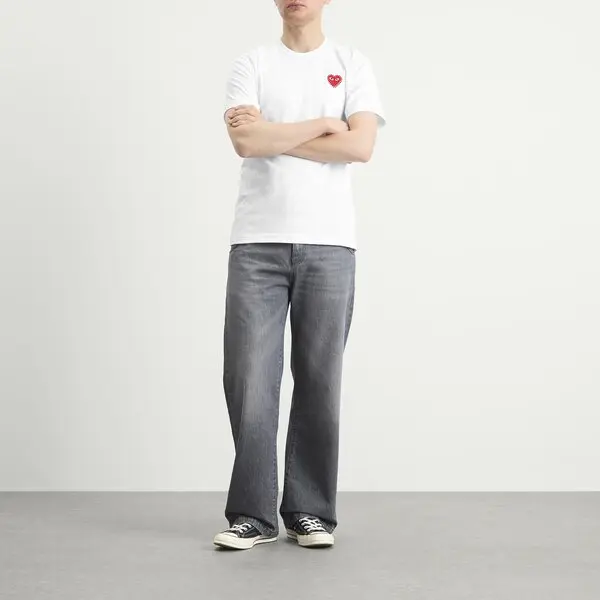 Play Comme Des Garcon Studded Heart T-shirt - White/red