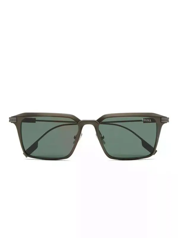 Zegna Metal-frame Square Sunglasses - Grey